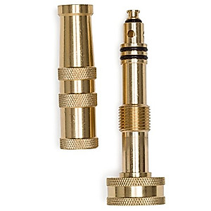 Morvat Solid Brass Metal Twist Garden Hose Nozzle, Heavy Duty Adjustable Pressure Spray Attachment, High Power Water Jet Sprayer with ¾” Standard Threading, Includes 2 Extra Rubber Washers