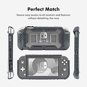 KIWIHOME Grip Case for Nintendo Switch Lite, Durable Anti-Slip Shockproof Protective Hard Case for Nintendo Switch Lite Console 2019 with Comfortable Grip & Game Card Slots (Gray)