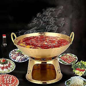 ZGFF Buffet Dry Pot Alcohol Stove, Simple Pure Copper Chafing Dish, Household Small Stew Hot Pot, for Outdoor Picnics Family Dinners