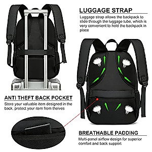 Travel Laptop Backpack for Men, College Bookbag for Men, 15.6 Inch Casual Back Pack with USB Charging Port, Water Resistant Anti Theft Business Work Bag, Computer Backpack Casual Daypack, Black