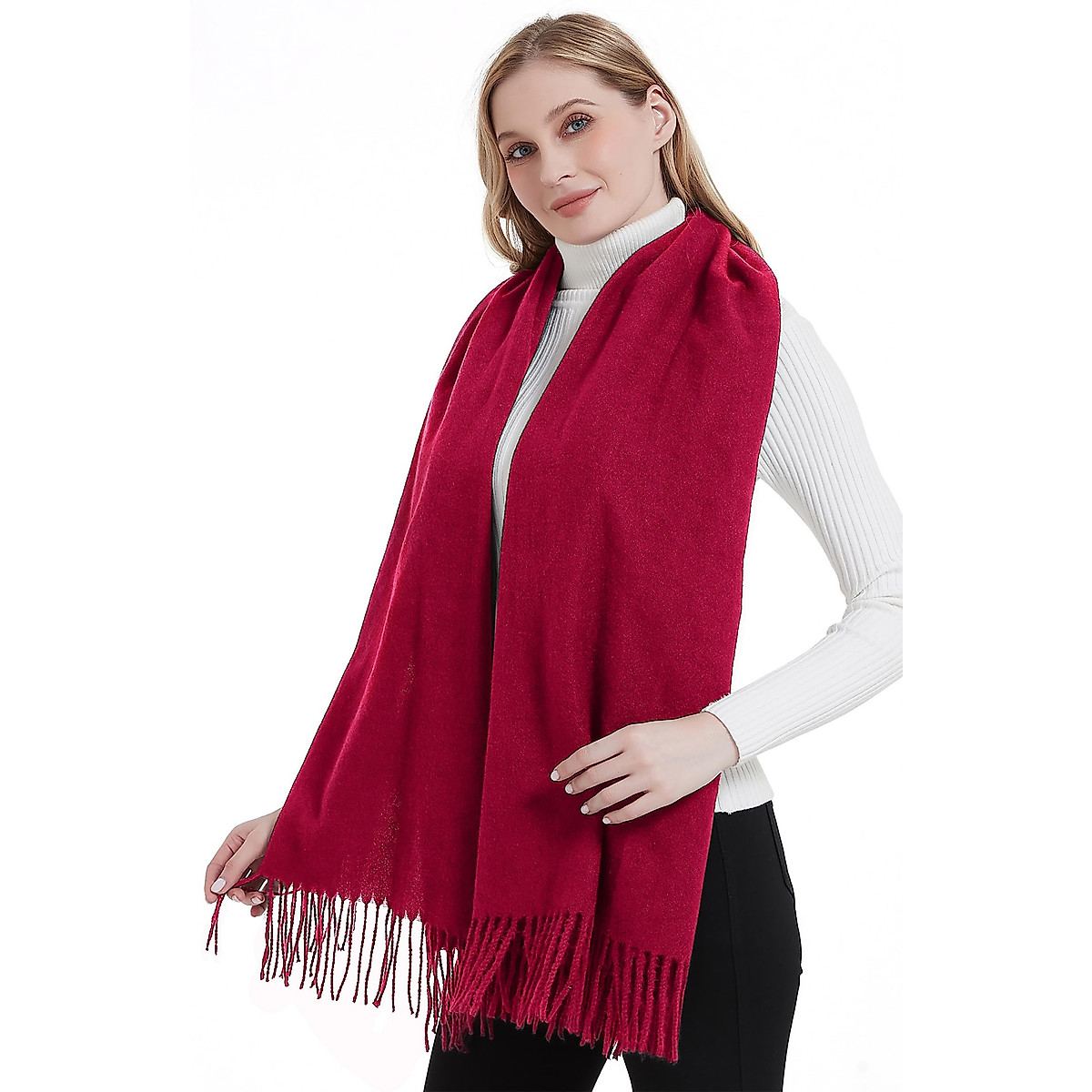 Landisun Scarf for Women Women Winter Scarf-Shawl Wraps Christmas Scarf Winter Scarf for Women Bridesmaid Wedding Bridal Scarf-Burgundy