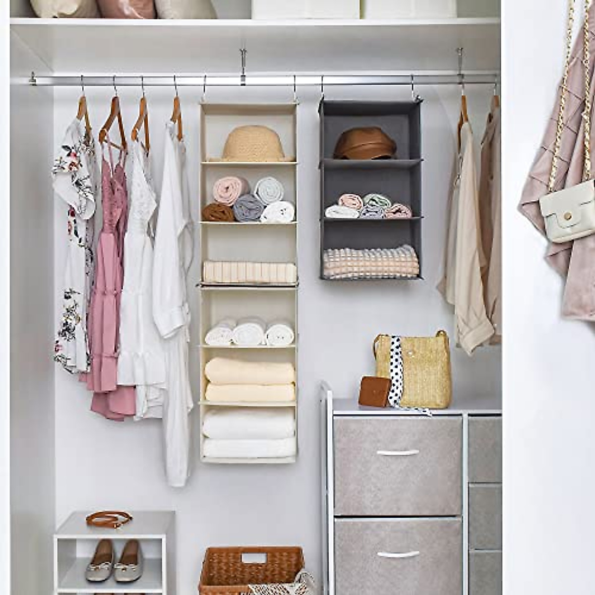 GRANNY SAYS Bundle of 1-Pack Closet Hanging Organizer & 3-Pack Clothing Storage Bins