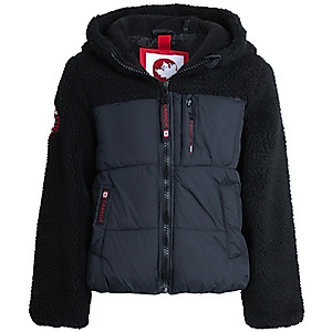 CANADA WEATHER GEAR Girls' Jacket - Sherpa Lined Puffer Coat with Hood (Size: 4-16), Size 7-8, Black