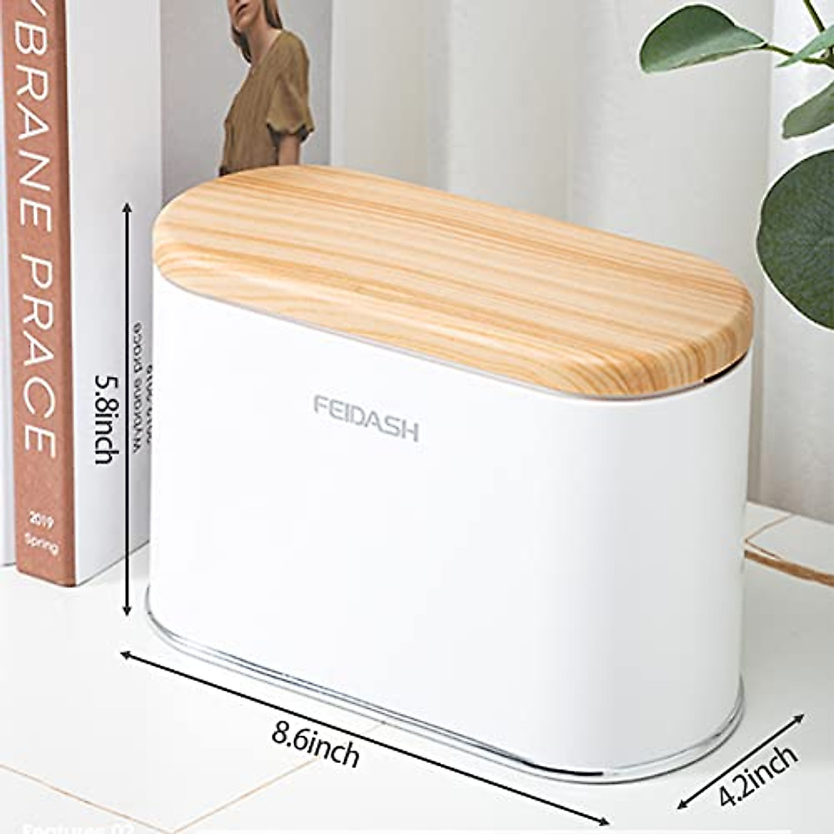 Doyingus Mini Desktop Trash Can with Lid Press-Type Small Wastebasket with Removable Inner Garbage Can Tiny Countertop Trash Bin for Table Bedroom Office
