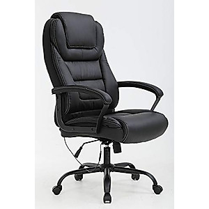 500lbs Big & Tall Task Office Chair, Wide Seat Desk Chair with Massage Lumbar Support Armrest Swivel Rolling High Back Leather Adjustable Ergonomic Computer Chair for Managerial Executive Chairs Black