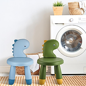 Yuntau 2 Pcs Plastic Dino Chair Sturdy Dinosaur Chairs Lightweight Activity Chairs Ergonomic Design Anti Slip Step Stool for Indoor Outdoor