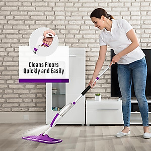 Mops for Floor Cleaning Wet Spray Mop with a Refillable 400 ML Spray Bottle and 3 Washable Microfiber Pads Home or Commercial Use Dry Wet Flat Mop for Hardwood Laminate Wood Ceramic