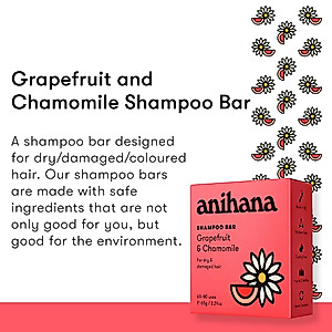ANIHANA Shampoo Bar for Dry Damaged Safe For Color Treated Hair Moisturizing Hydrating Healthy Looking Hair Paraben Free Grapefruit and Chamomile 2.29 oz