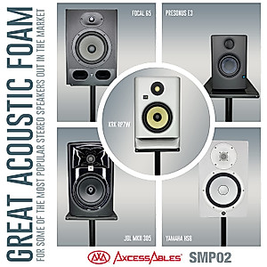 AxcessAbles Large Studio Speaker Isolation Pads for Monitors 8-inch, 7 or 6.5 | Speaker Isolation Pads for Yamaha HS, KRK ROKIT | Speaker Risers | Acoustic Isolation Speaker Foam