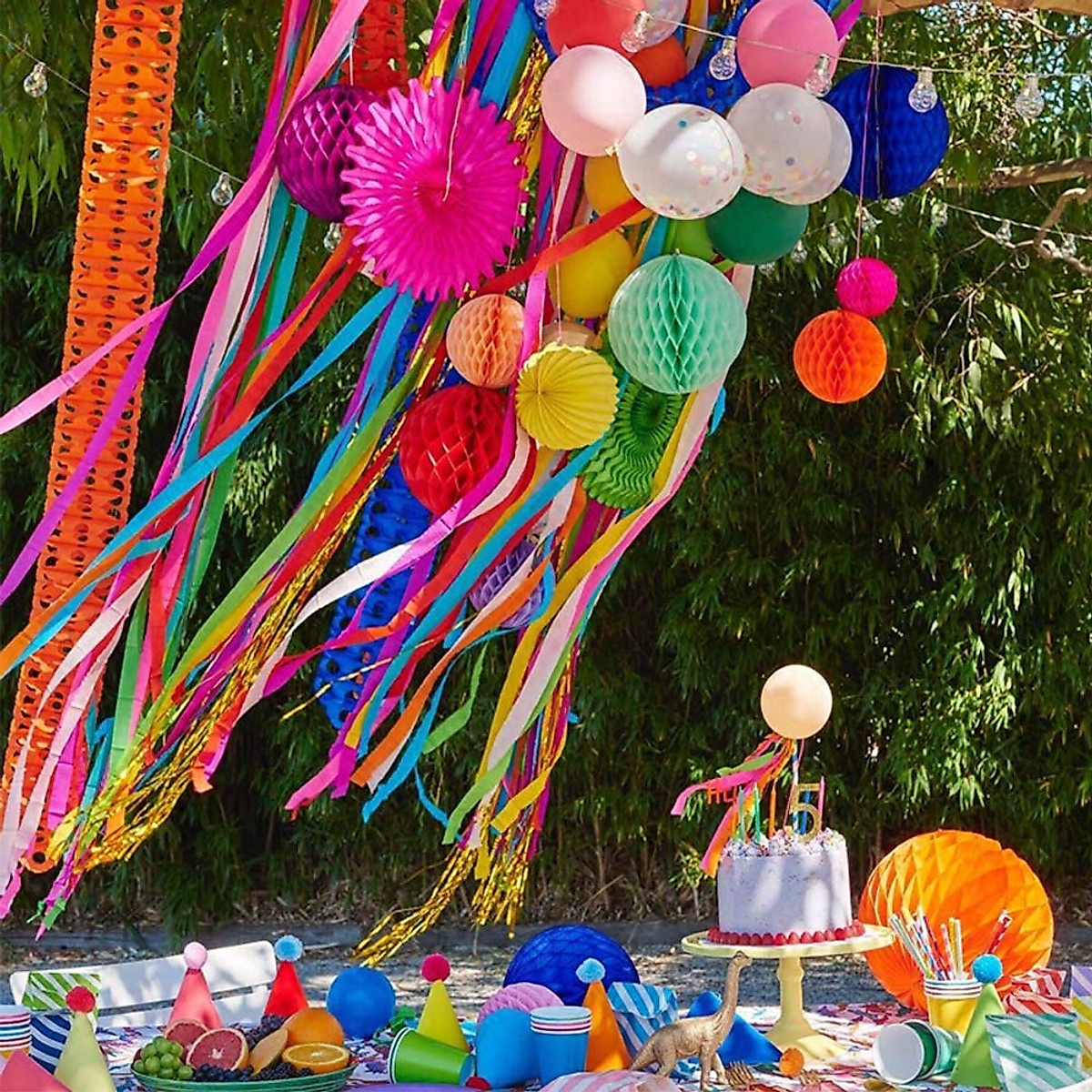 Binpeng Paper Fan for Decorations Paper Honeycomb Tissue Balls for Party Decoration Set of 3 Blue Paper Honeycomb Tissue Fans for Party Decoratio (RAINBOW Honeycomb 6pcs 8 Inch)