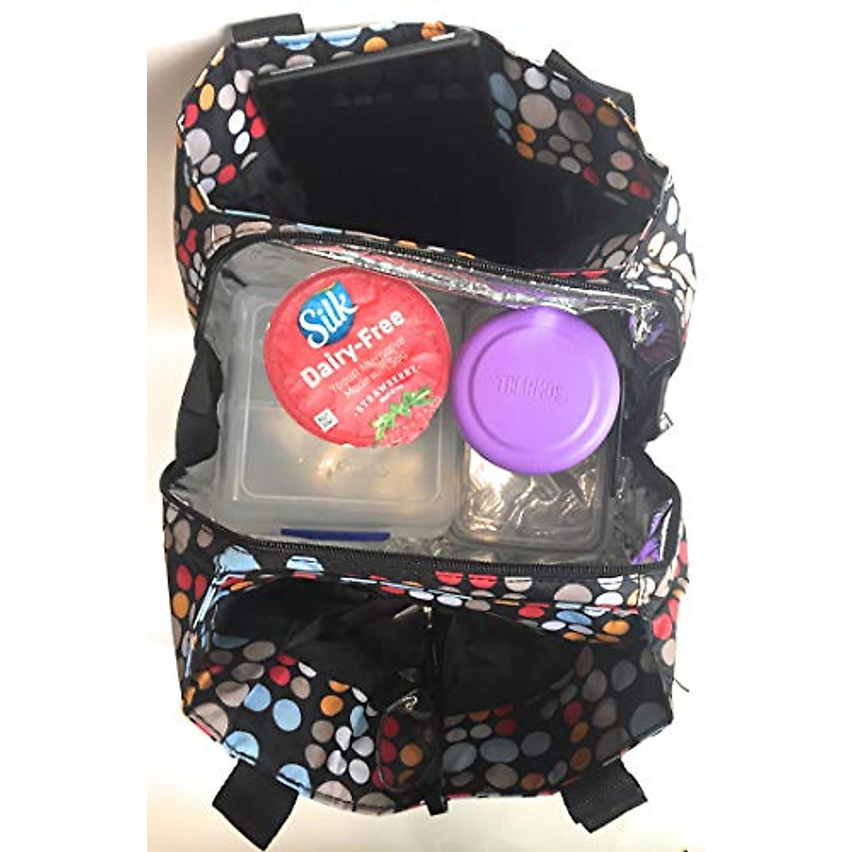 Nicole Miller Insulated Lunch Bag Tote –Open Cooler Ice Bag Lunch Box for Food with Drink Bottle Holder for Women, Men, Picnic, Boating, Beach, Fishing & Work(Bangles Red)