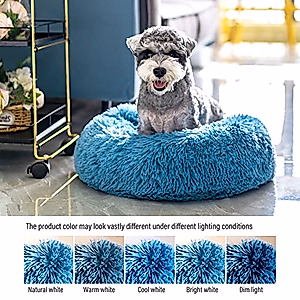 Labpepet Calming Dog Cat Beds Round Puppy Bed for Small Dogs Cat Washable, Donut Warm Pet Bed Fluffy and Soothing Plush Bed
