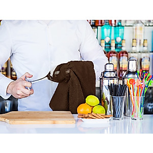 Utopia Towels Bundle of 24 Kitchen Dish Towels & Bar Mops - 12 Pack Tea Towels - 12 Pack Bar Towels - 100% Ring Spun Cotton - Soft, Absorbent & Multipurpose (Brown)