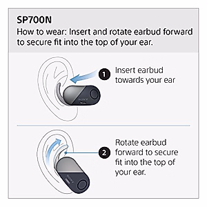 Sony Wireless Bluetooth In Ear Headphones: Noise Cancelling Sports Workout Ear Buds for Exercise and Running - Cordless, Sweatproof Sport Earphones, Built-In Microphone, EXTRA BASS –Black WF-SP700N/B