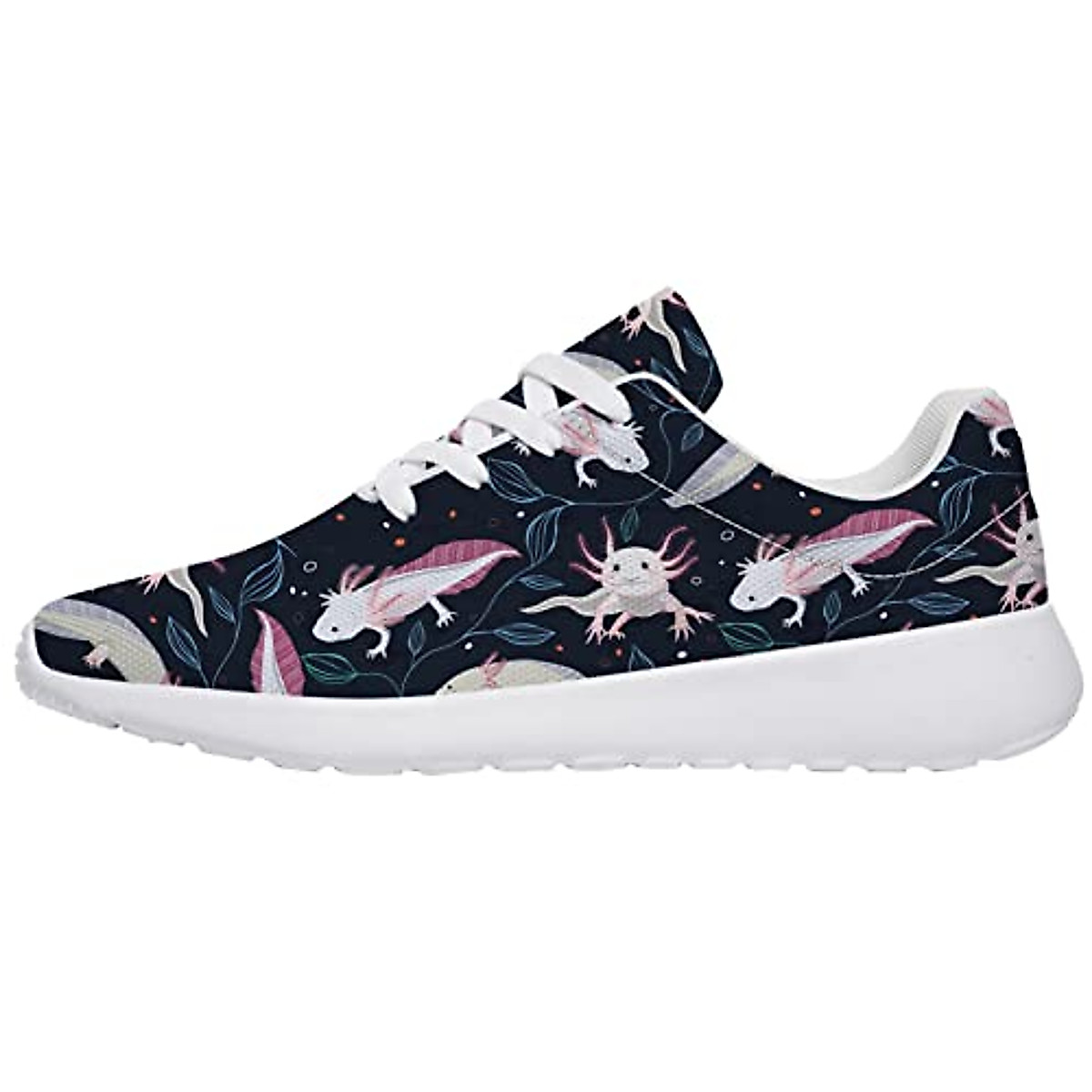 vogiant Womens Tennis Shoes Casual Lightweight Sneaker Soft Comfortable Running Shoes Axolotl Print,US Size 10 Women/8.5 Men Black