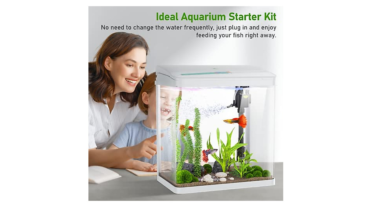 PONDON 8 Gallon Fish Tank Starter Kit with LED & Filter