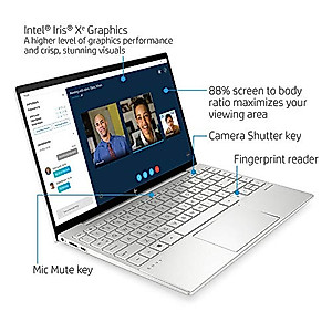 HP ENVY 13 Laptop, Intel Core i7-1165G7, 8 GB DDR4 RAM, 256 GB SSD Storage, 13.3-inch FHD Touchscreen Display, Windows 10 Home With Fingerprint Reader, Camera Kill Switch (13-ba1010nr, 2020 Model)