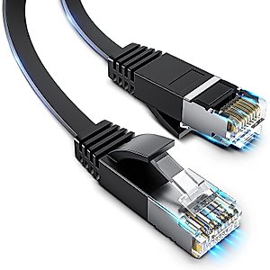 Musment Cat 8 Ethernet Cable 10ft, High Speed Ethernet Cord, Slim LAN Cable with RJ45, Weatherproof Flat Internet Network Patch Cord, Black