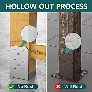 SPACEEUP 4x4 Post Base, Internal 3.5" x 3.5" Post Anchor 2pcs Adjustable Post Base Stainless Steel Concrete Post Anchor for Pavilion Deck Railing Support Decorative Anchor Plate