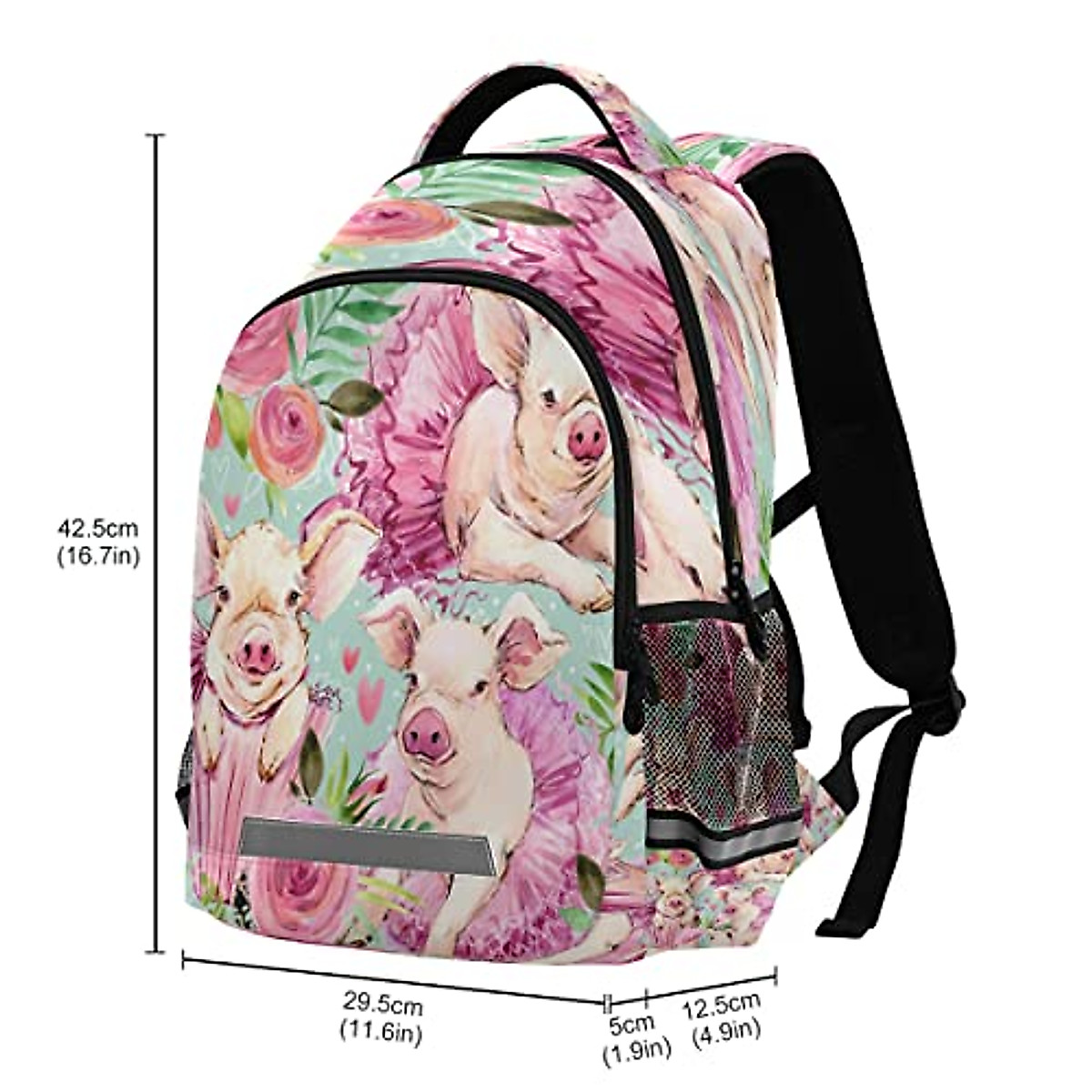 ALAZA Cute Pig Leaf Animal Cake Large Backpack Travel College School Shoulder Laptop Bag Daypack Bookbag