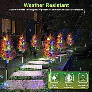 2 Pack Solar Christmas Tree with LED Solar Christmas Lights for Outdoor Christmas Decorations, Christmas Pathway Lights Outdoor, Small Christmas Tree Lights for Holiday Lawn Garden Yard Decor