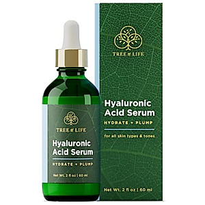 Tree of Life Hyaluronic Acid Hydrating Facial Serum with Brightening Vitamin C, Smoothing & Tightening for Face, Clean Dermatologist-Tested Skin care, Bonus Size 2 Fl Oz