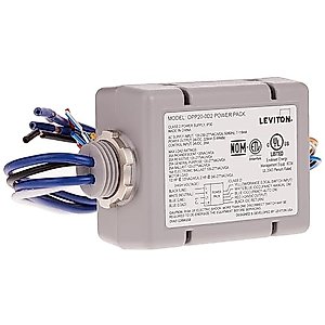 Leviton OPP20-D2 20-Amp Super Duty Power Pack for Occupancy Sensors, Basic with Auto-On, Manual-On and Local Switch Inputs, Gray