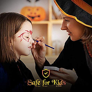 Halloween Makeup Kit, White Black Skeleton Face Paint, Clown Witch Makeup Palette, Vampire Zombie Makeup Kids Adult Special Effects: Fake Blood Scar Wax Tattoos Stencils Crayons Set