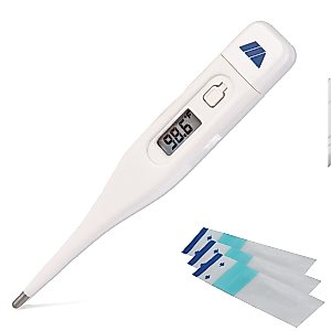 MABIS 60 Second Thermometer Kit, Dual Scale (Fahrenheit & Celsius) Digital Thermometer for Adults and Kids, Oral, Rectal, and Underarm Thermometer, Includes 5 Probe Covers, Case and Battery