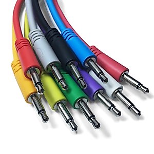 Eurorack Patch Cables - 5 PVC 0.14 Inch Plug Mono Cables for Modular Synths (84 Options) White 12 Inch