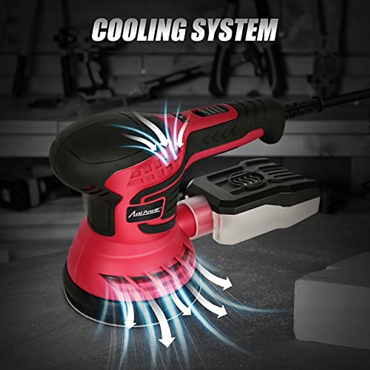 AVID POWER Orbital Sander 5 Inch 2.8 A Random Orbit Sander for Woodworking 13,000 RPM Electric Wood Sander Tools, 6 Variable Speeds, 12 Pcs Sandpapers