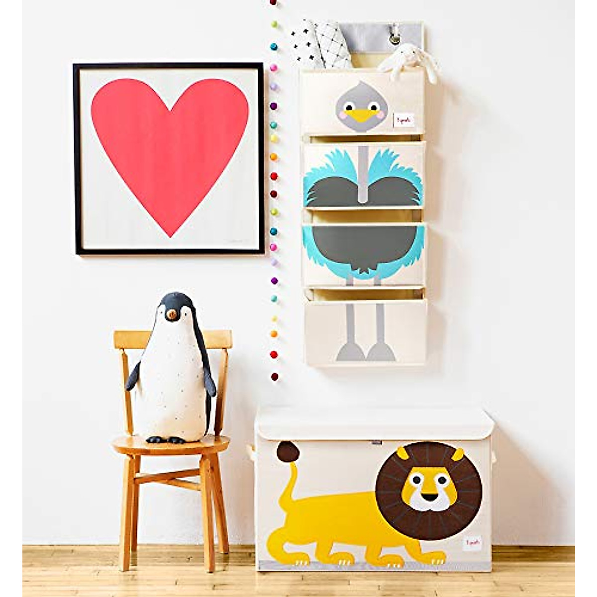 3 Sprouts Large Toy Chest for Kids with Lid and Handles - Collapsible Toy Storage Bin/Trunk/Box/Basket Organizer for Boys & Girls Playroom, Nursery, Lion