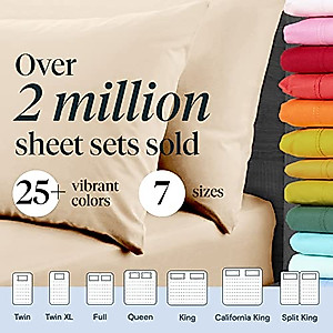 LuxClub 6 PC King Size Sheet Set Bamboo Sheets Deep Pockets 18" Eco Friendly Wrinkle Free Cooling Bed Sheets Machine Washable Hotel Bedding Silky Soft - Cream King