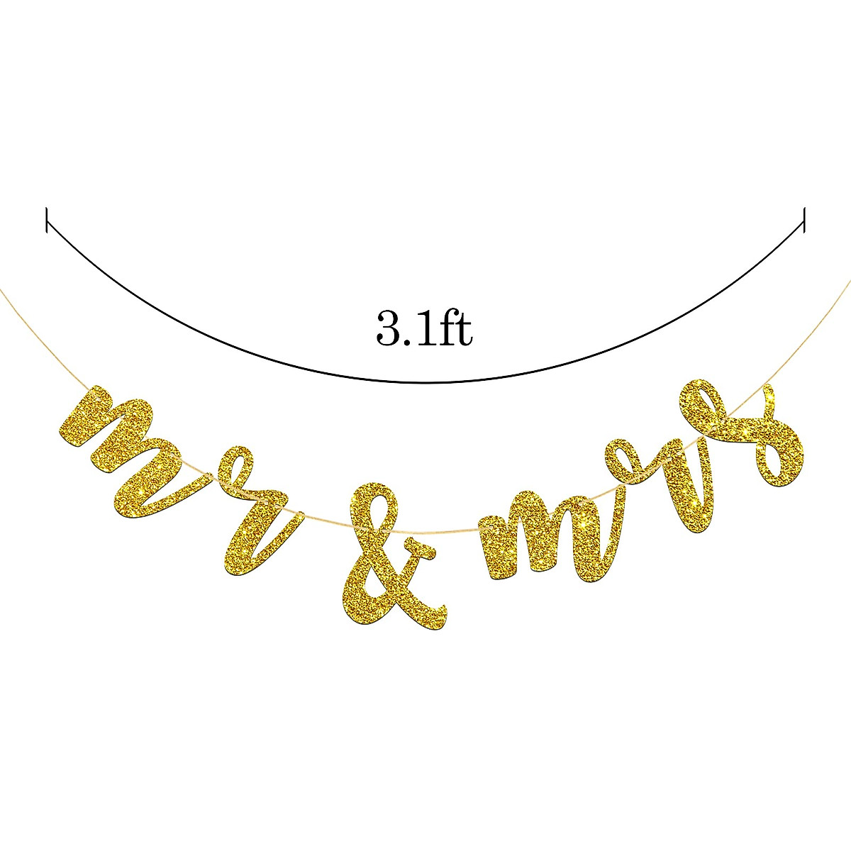 Mr & Mrs Banner for Bridal Shower, Engaged, We Still Do, Groom Bride Wedding Party Decorations (Gold Glitter)