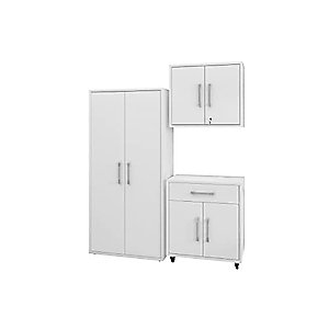 Manhattan Comfort Eiffel 3-Piece Storage Garage Set in White