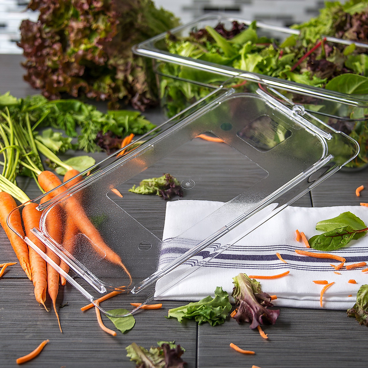 Carlisle FoodService Products 10276U07 StorPlus Third Size Polycarbonate Universal Flat Surface Food Pan Lid, Clear