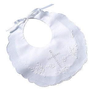 Lillian Rose Christening Baptism Keepsake Bib, White, 8.5 x 9"