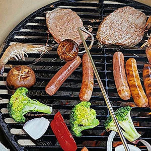 DOITOOL Food Flipper Turning Hook Stainless Steel BBQ Meat Turner Hook Food Flipper Meat Hook for Grilling, Flipping and Turning Vegetables and Meats, BBQ Grill and Smoker Accessories