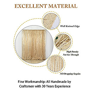 ShinyBeauty Sequin Backdrop - Photo Backdrop and Fabric Backdrop for Wedding/Party/Photography/Curtain/Birthday/Christmas/Prom/Other Event Decor - 4FTx7FT(48inx84in) (Light Gold)
