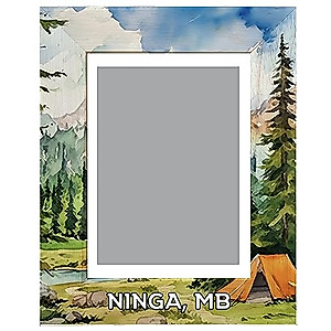 R and R Imports Ninga Manitoba Souvenir Wooden Photo Frame Camping Tent Design Vertical
