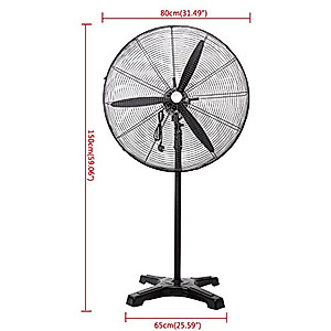 Yonntech 31 inch Standing Pedestal Fans High Velocity Floor Fan Industrial Familiy Fan 3 Speed Settings Adjustable Tilt Metal Stand with 55"-71" Adjust Height