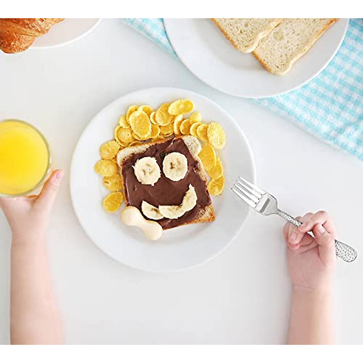 12-Piece Kids Toddler Fork Set, HaWare Stainless Steel Preschooler Utensils Mini Flatware Set, Hammered Pattern(Adult Look) Cutlery, BPA Free and Dishwasher Safe