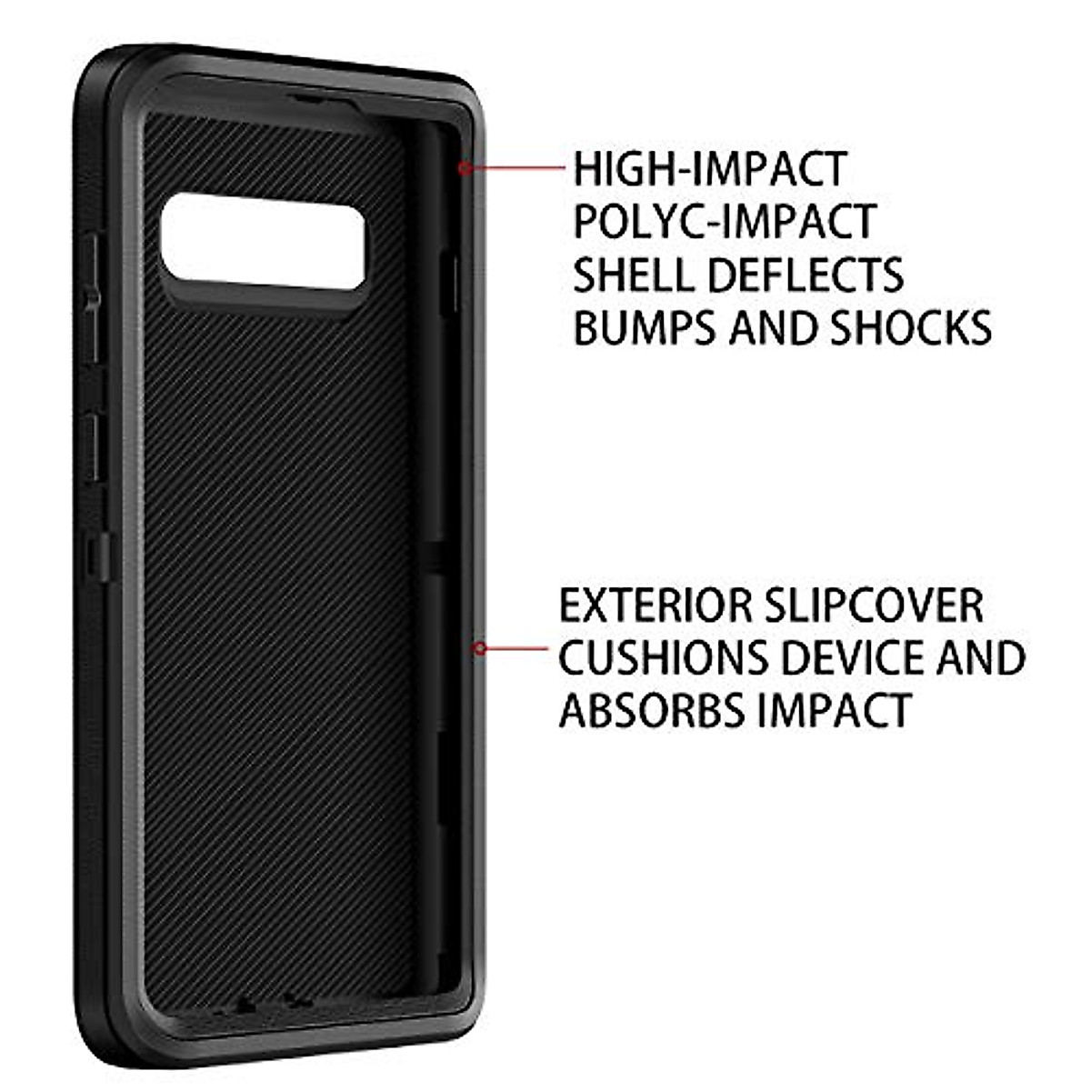 I-HONVA for Galaxy S10 Plus Case Shockproof Dust/Drop Proof 3-Layer Full Body Protection [Without Screen Protector] Rugged Heavy Duty Durable Cover Case for Samsung Galaxy S10 Plus, Black