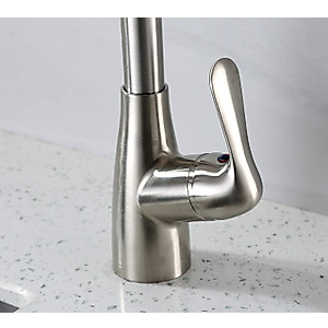 Derengge Stainless Steel Kitchen Faucet Single Handle Pull-Down Kitchen Sink Faucet with Soap Dispenser,Faucet for Farmhouse, Camper, Laundry, Rv, Bar,2 Hole Installation,KF-058S-SS