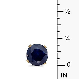 1 Carat Total Weight Natural Round Sapphire Stud Earrings Set in 14k Yellow Gold