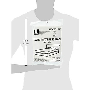 Uboxes Twin Size Mattress Covers, 40" x 12" x 86", Clear, 2 Pack