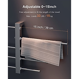 5-Tier Bridge Sliding Bathroom Towel Bar 16 Inch, ZUEXT Brushed Nickel Finished Stainless Steel Towel Holder Hanger, Wall Mounted Adjustable Hand Towel Rod for Washroom Kitchen, 1.5" Tube Towel Racks