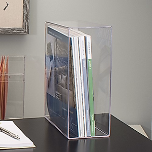 U.S. Acrylic, Inc. Clear Plastic Magazine Holder, 4.88Lx8.88Wx11.88H