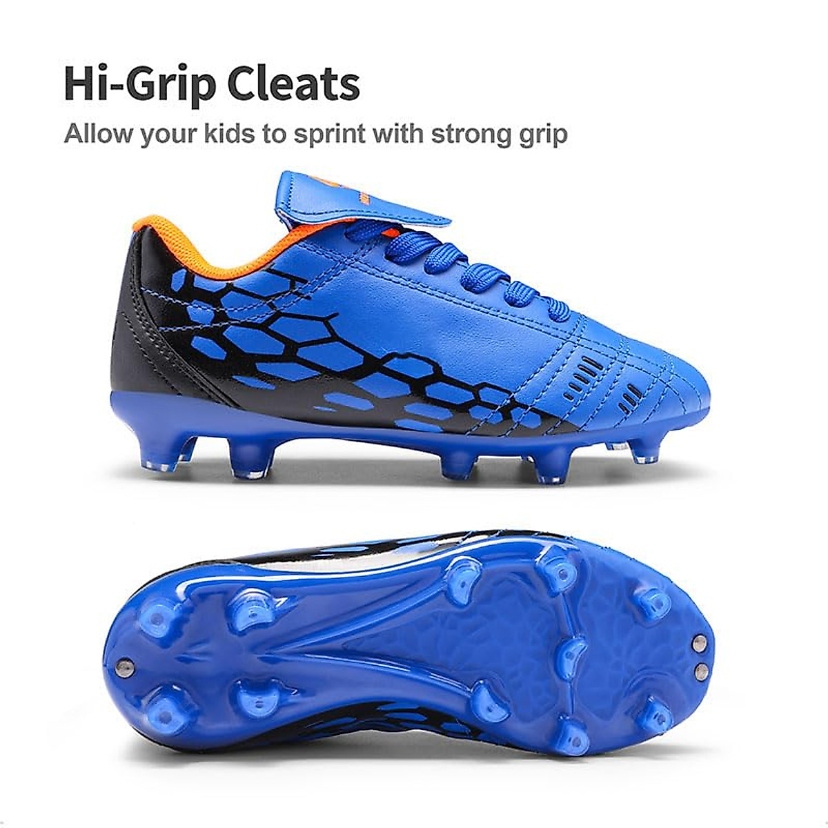 DREAM PAIRS Boys Girls Soccer Football Cleats Shoes for Little/Big Kid,Size 12 Little Kid,Royal/Blue/Orange,SUPERFLIGHT-3K
