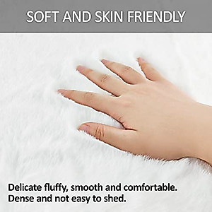 Fixseed Soft White Fluffy Area Rug 4x6 Faux Rabbit Washable Fur Rugs for Bedroom, White Fuzzy Living Room Carpets Indoor Modern Shag Area Rugs for Children Bedroom Nursery Playroom Home Decor Rug